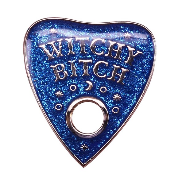 ariesmoon89 | Accessories | Witchy Btch Ouija Glitter Lapel Pin Brooch ...